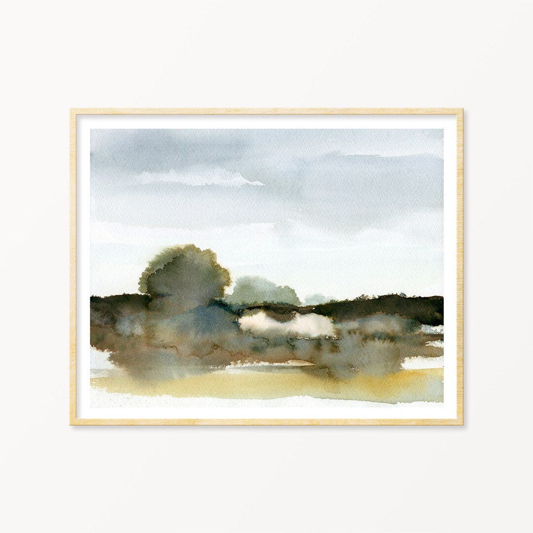 Large Abstract Landscape Print Watercolor Printable Wall Art Sky and ...