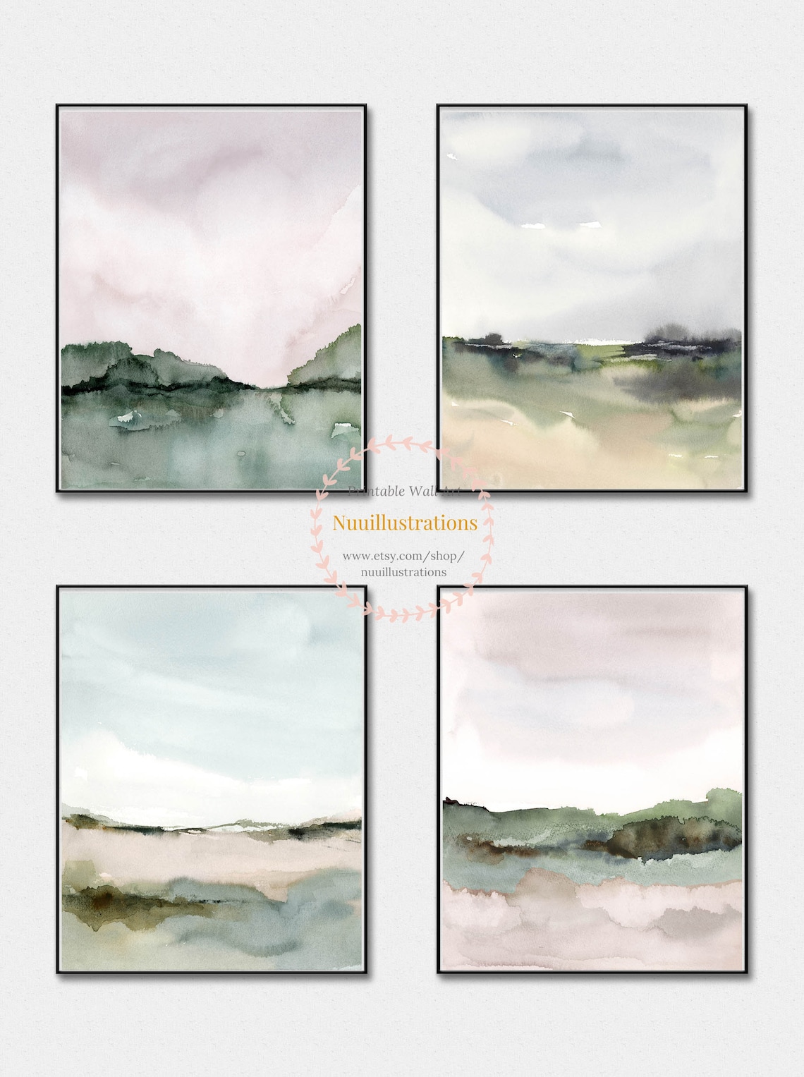 Abstract Landscape Print Set of 4 Printable Wall Art - Etsy