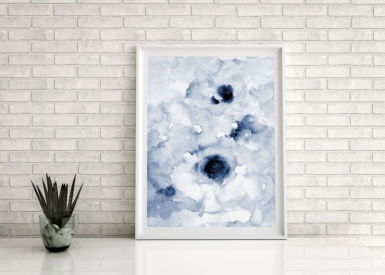 Blue Abstract Flower Printable Wall Art Instant Download DIY | Etsy