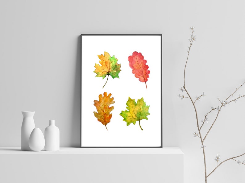 Autumn Leaves Art Printable Fall Leaves Wall Art Digital - Etsy