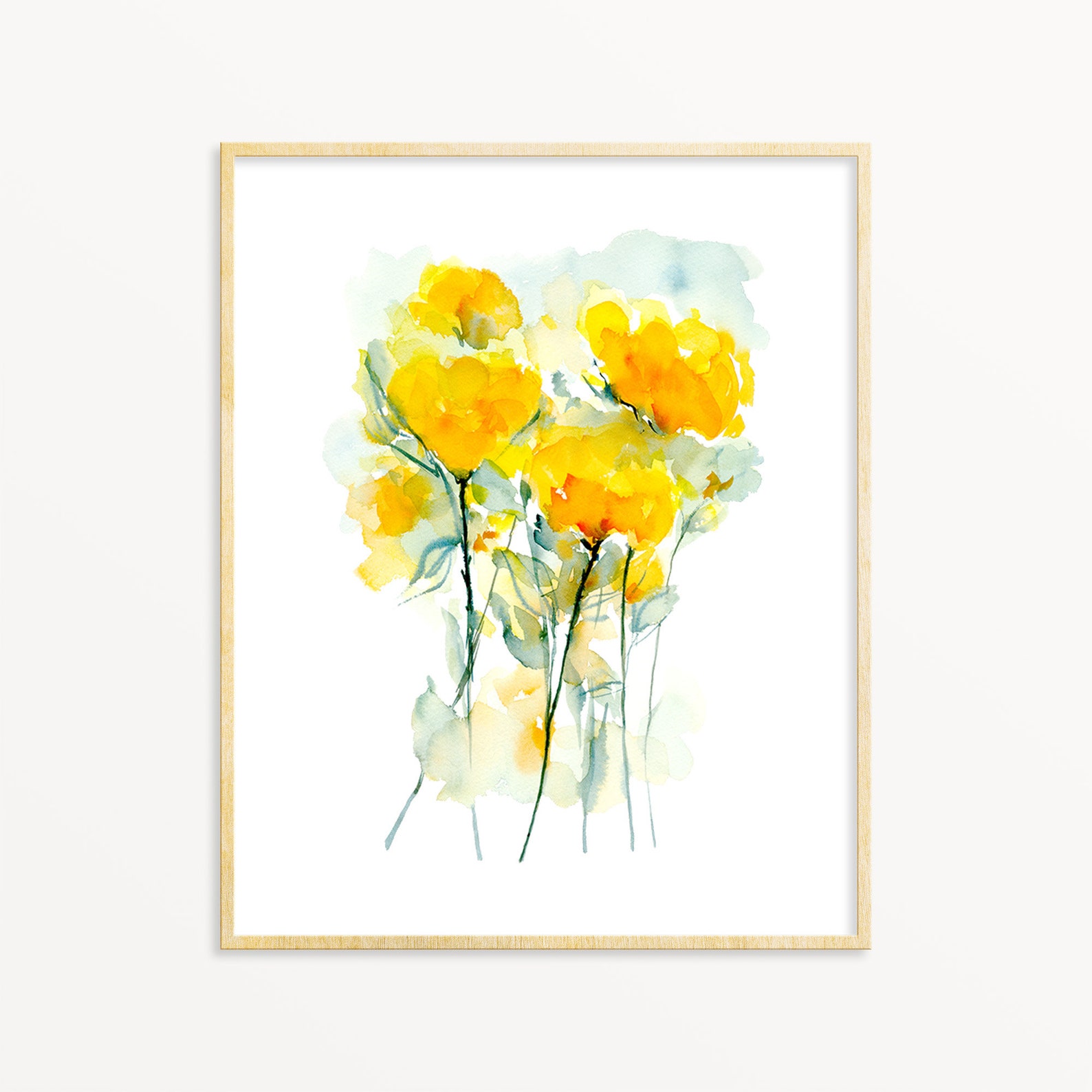 Abstract Yellow Flower Print Instant Download Wall Art DIY - Etsy