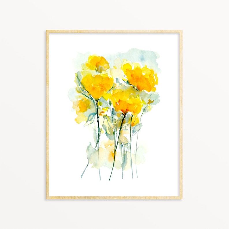 Abstract Yellow Flower Print Instant Download Wall Art DIY - Etsy