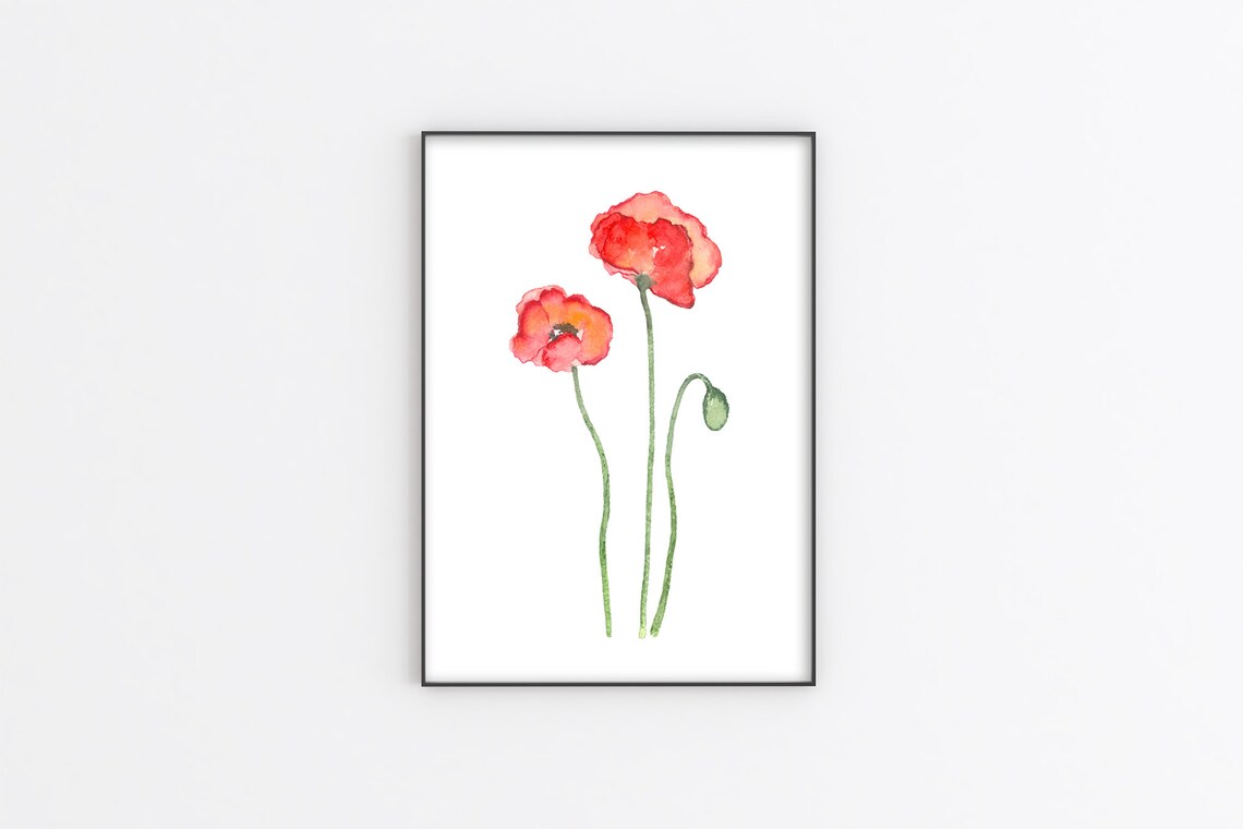 Poppy Flower Art Print Instant Download DIY Printable Floral - Etsy
