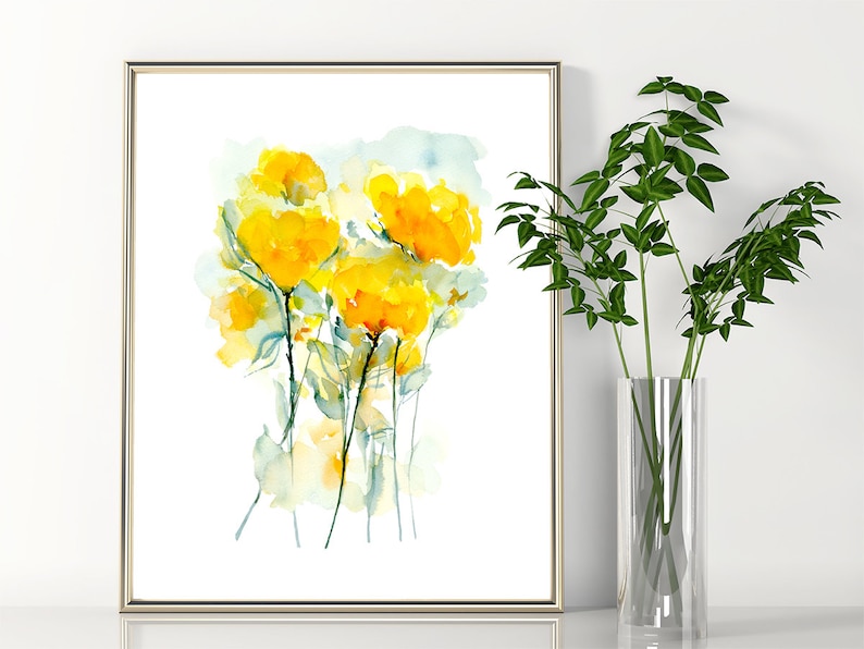 Abstract Yellow Flower Print Instant Download Wall Art DIY - Etsy