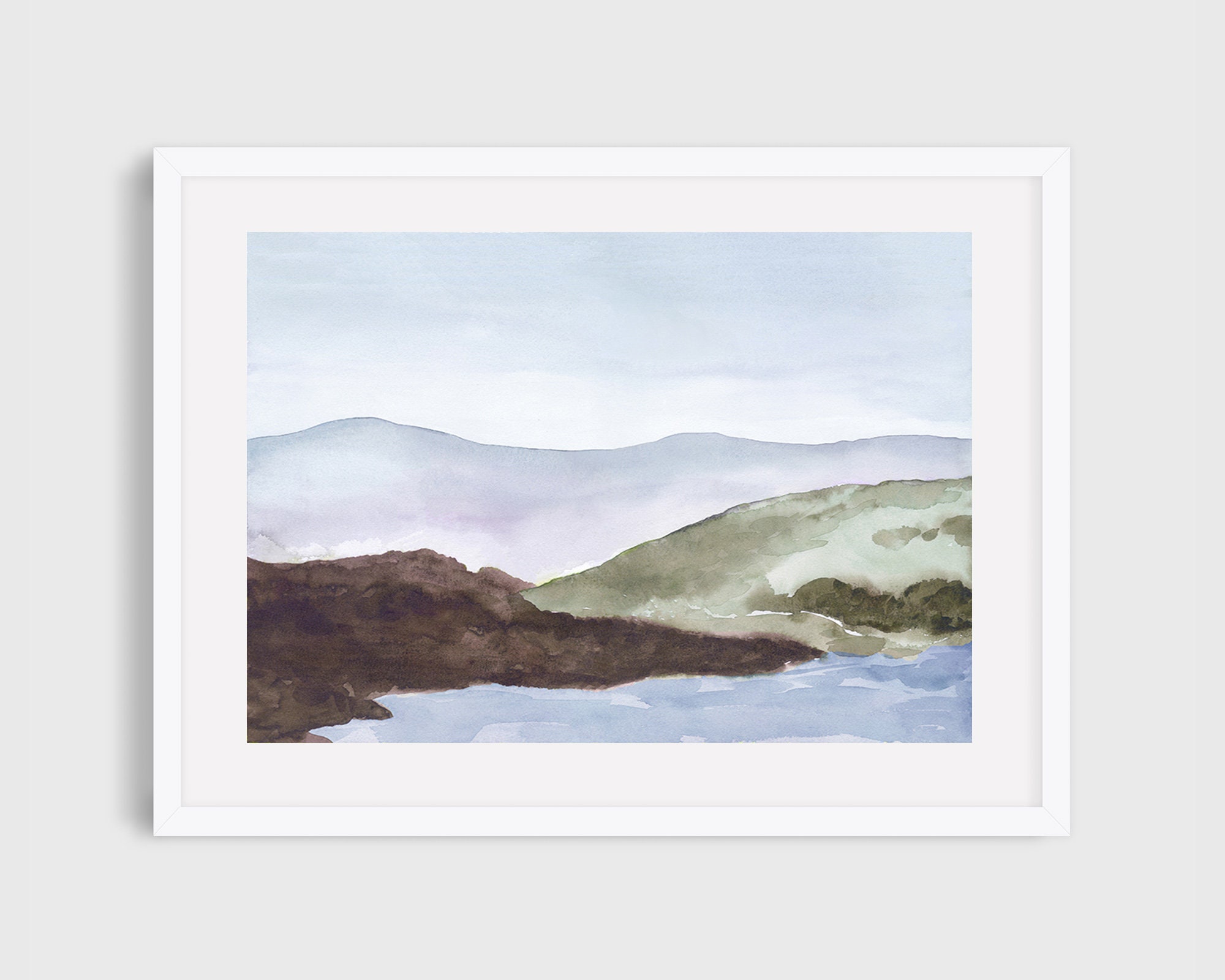 Blue Mountain Landscape Print Watercolor Printable Wall Art Abstract ...