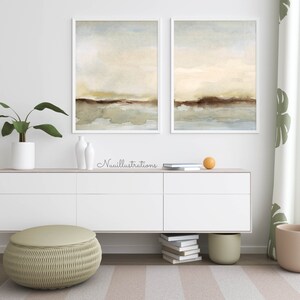 Neutral Brown Landscape Printable Wall Art Set of 2 Abstract Watercolor ...