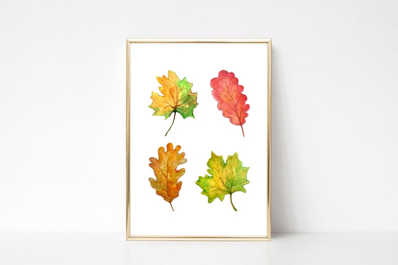 Autumn Leaves Art Printable Fall Leaves Wall Art Digital - Etsy