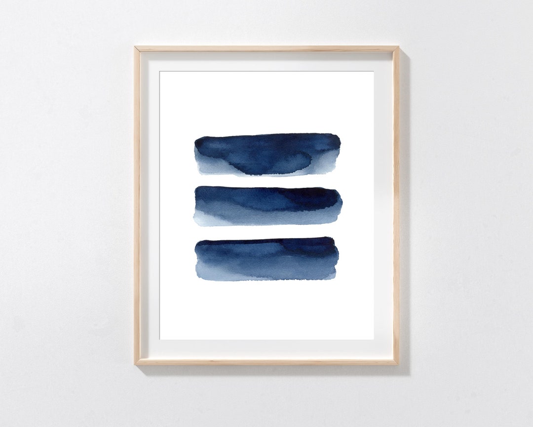 Blue Watercolor Wall Art Print Printable Abstract Modern Minimalist ...