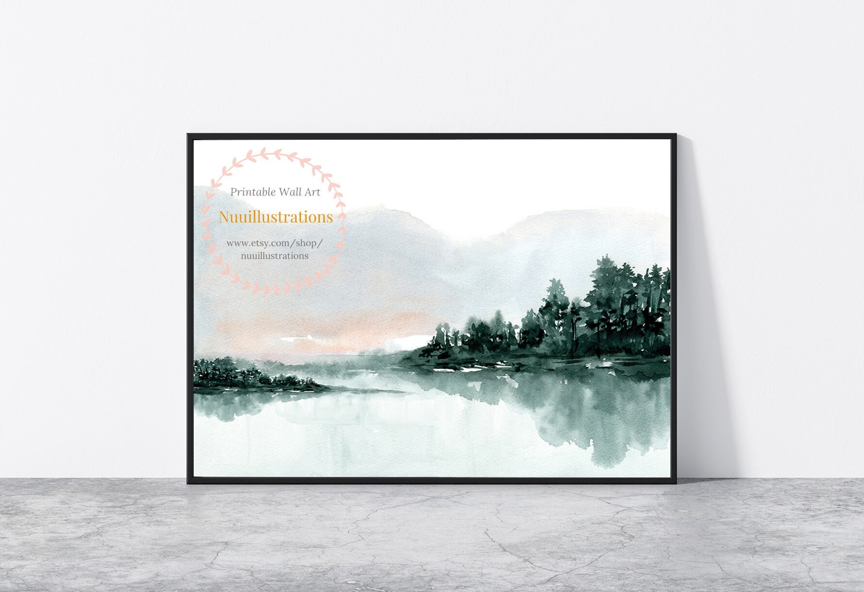 Landscape Printable Wall Art Peaceful Scene Hill Tree Lake - Etsy