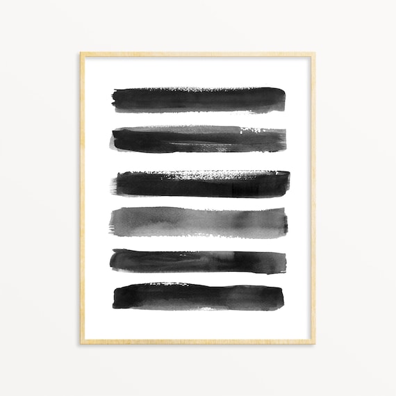 Abstract Black Ink Watercolor Print Line Printable Wall Art | Etsy