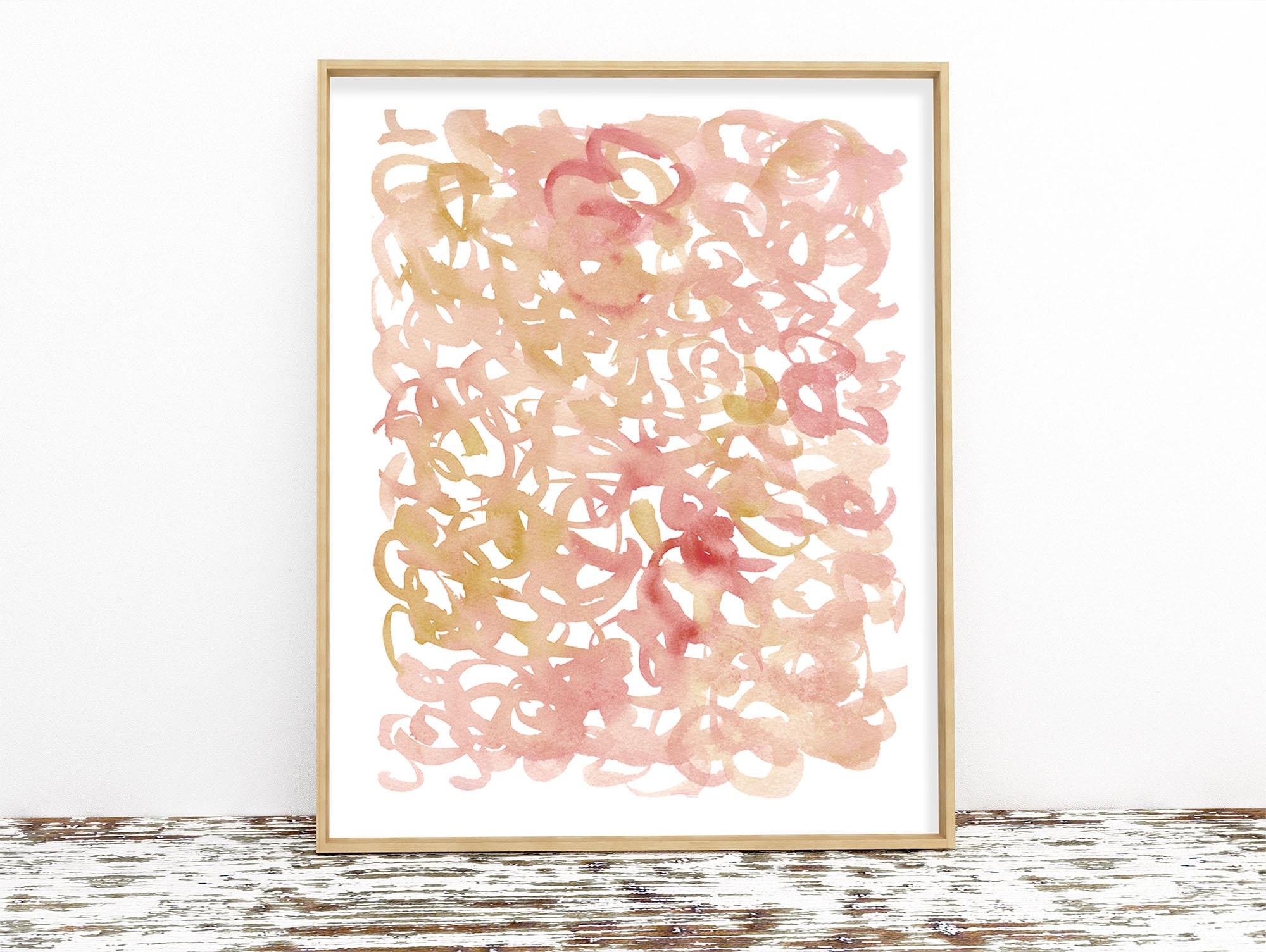 Abstract Blush Print Watercolor Brush Strokes Printable Wall - Etsy