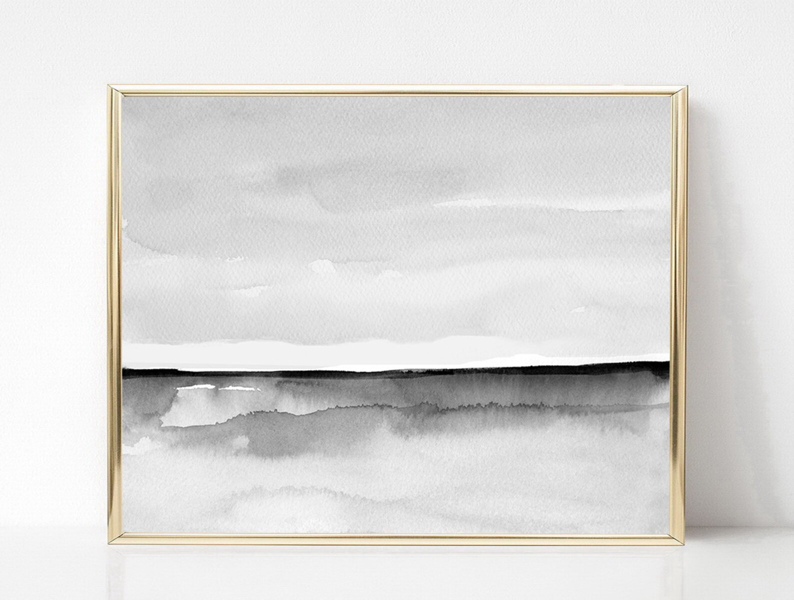 Black Gray Landscape Print Printable Wall Art Minimal Abstract - Etsy