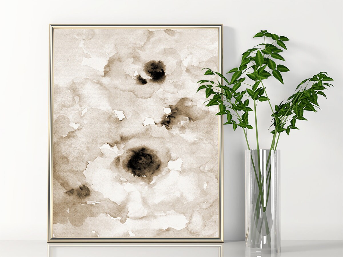 Sepia Abstract Flower Printable Wall Art Instant Download DIY - Etsy