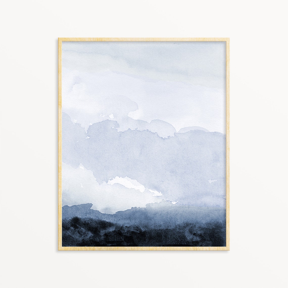 Blue Landscape Wall Art Print Minimal Abstract Monotone - Etsy