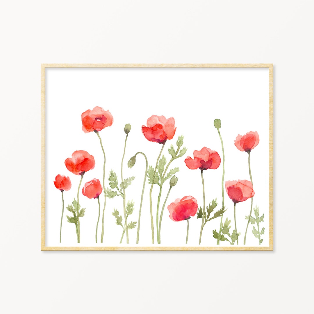 Poppy Flower Print Printable Wall Art Instant Download DIY - Etsy