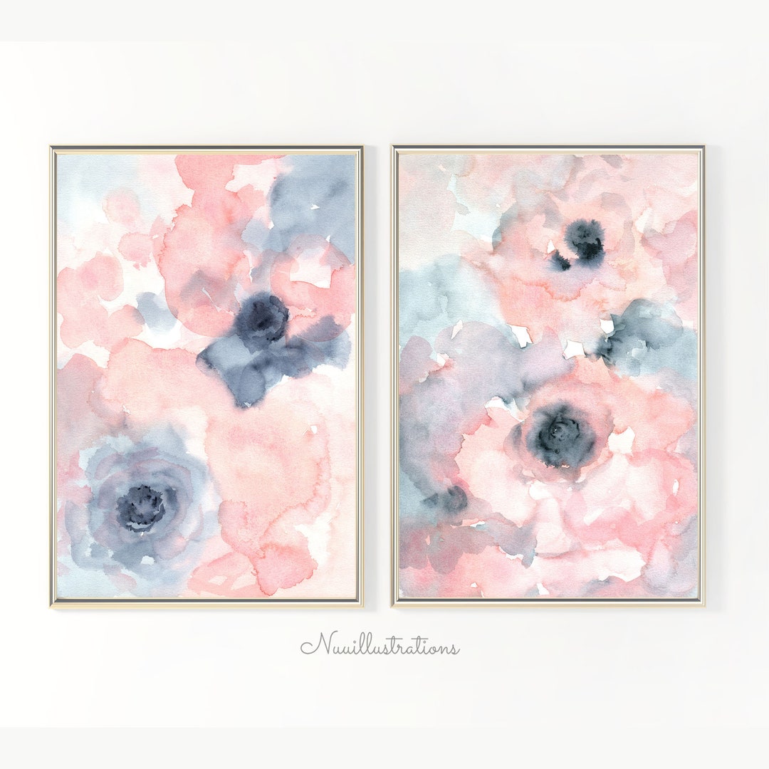 Flower Printable Wall Art Watercolor Floral Pastel Abstract Blush Pink ...