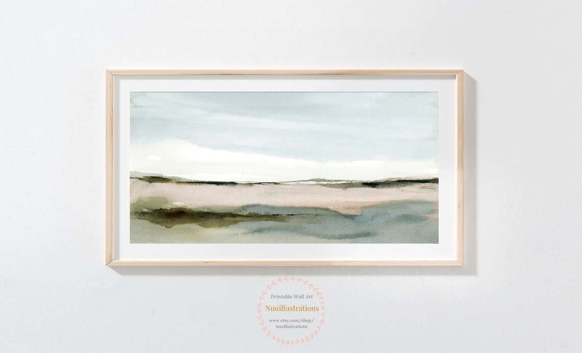 Panoramic Neutral Field Landscape Printable Wall Art - Etsy