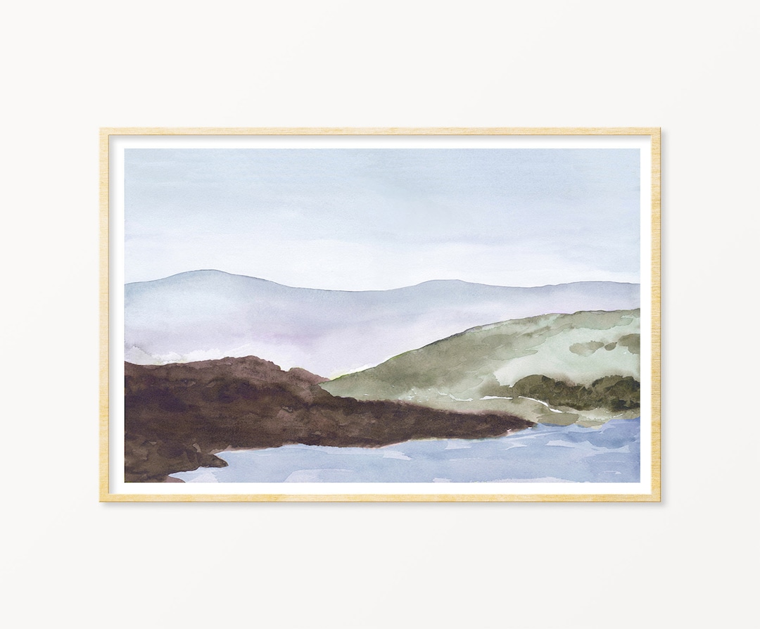 Blue Mountain Landscape Print Watercolor Printable Wall Art - Etsy