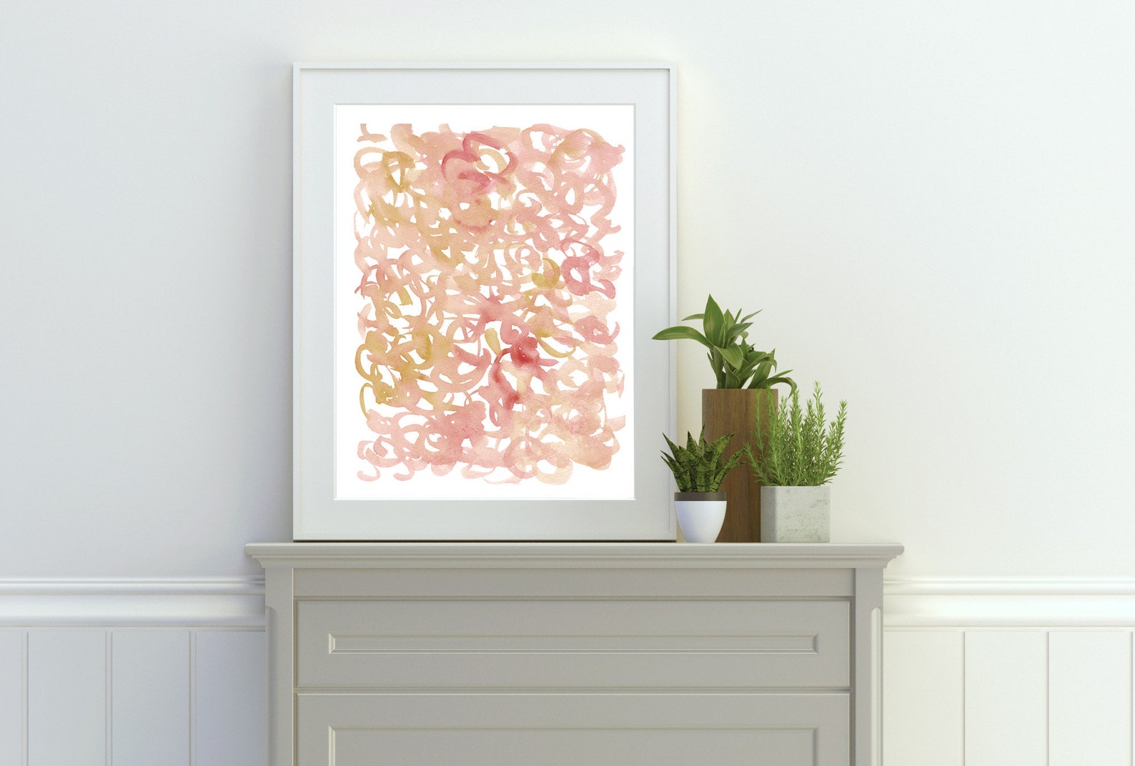Abstract Blush Print Watercolor Brush Strokes Printable Wall - Etsy