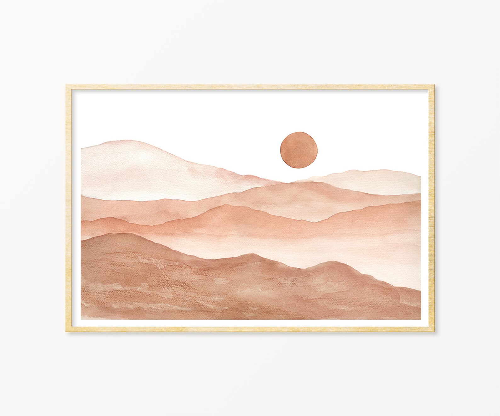 Boho Mountain Sun Landscape Print Digital Download DIY Poster - Etsy