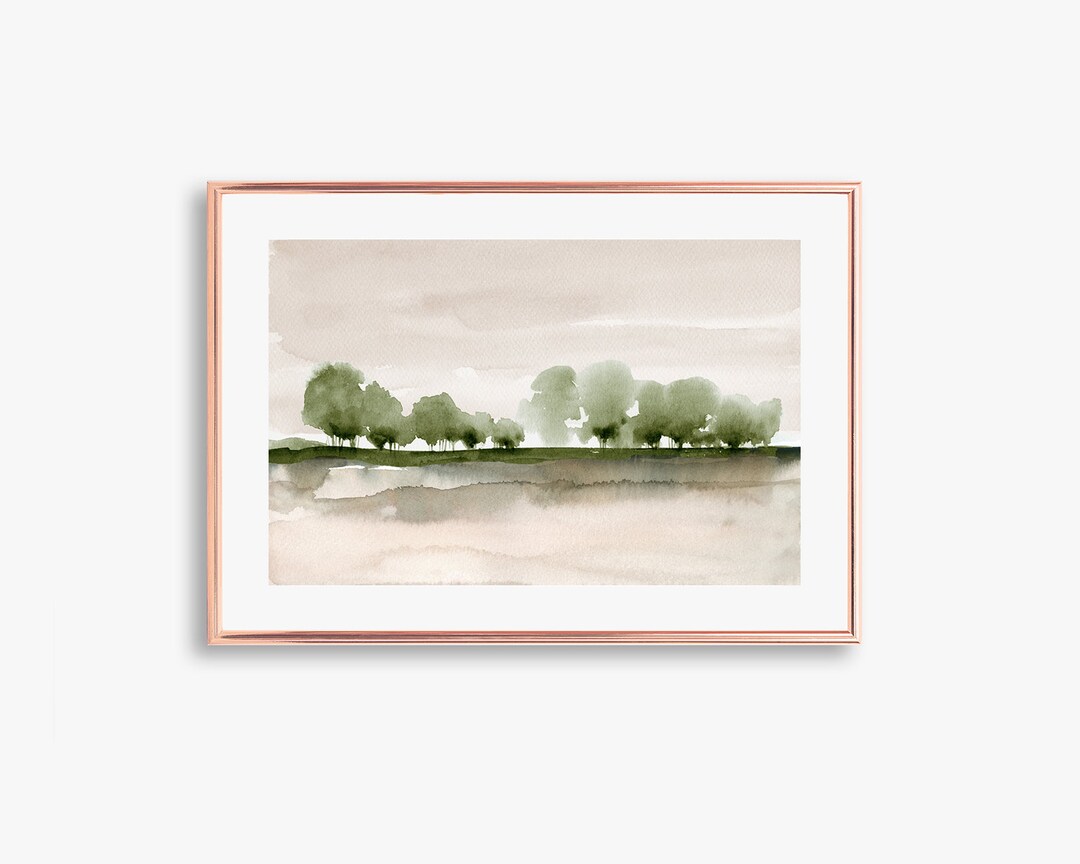 Neutral Tree Landscape Print Printable Wall Art Minimal Abstract ...