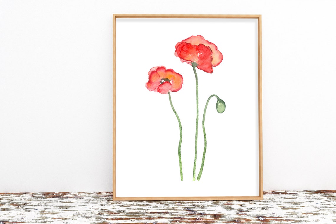 Poppy Flower Art Print Instant Download DIY Printable Floral - Etsy