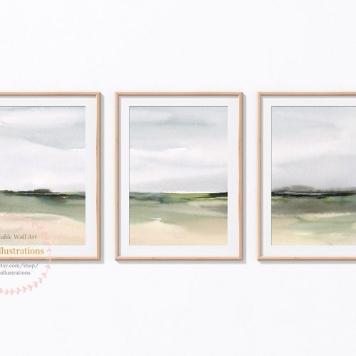 Neutral Landscape Printable Wall Art Set of 3 Minimal Abstract - Etsy
