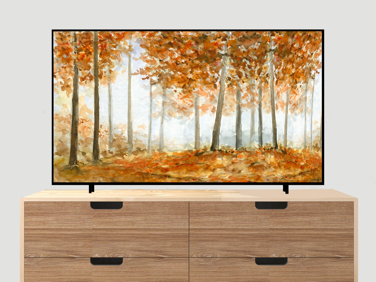 Frame TV Art Autumn Tree Fall Landscape Forest Watercolor Tree - Etsy