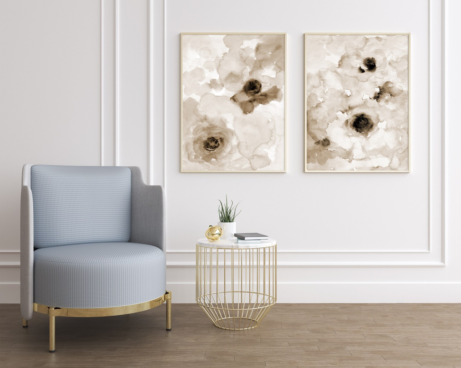 Sepia Abstract Flower Printable Wall Art Set Instant Download - Etsy