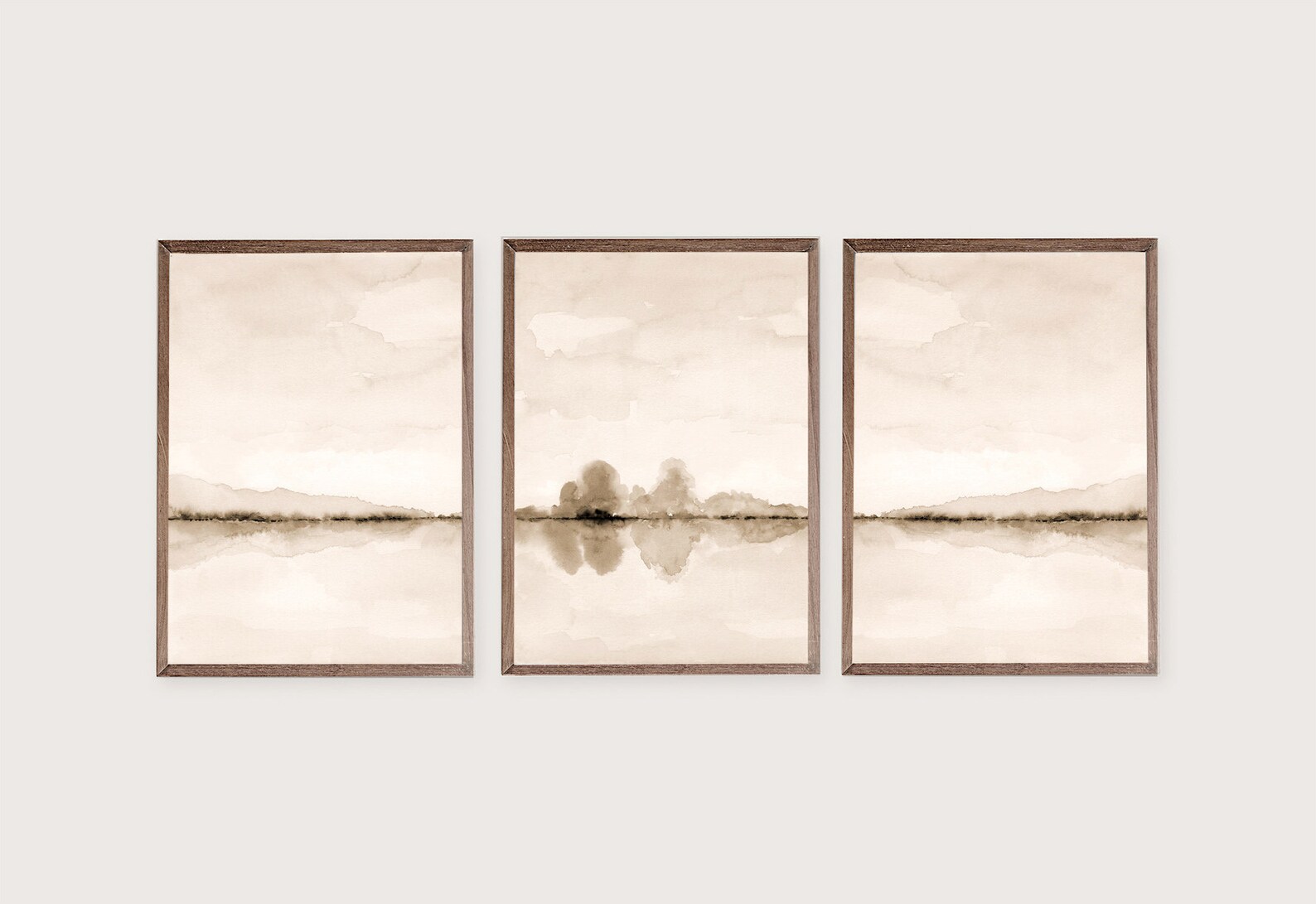 Sepia Landscape Print Set of 3 Minimal Abstract Instant | Etsy