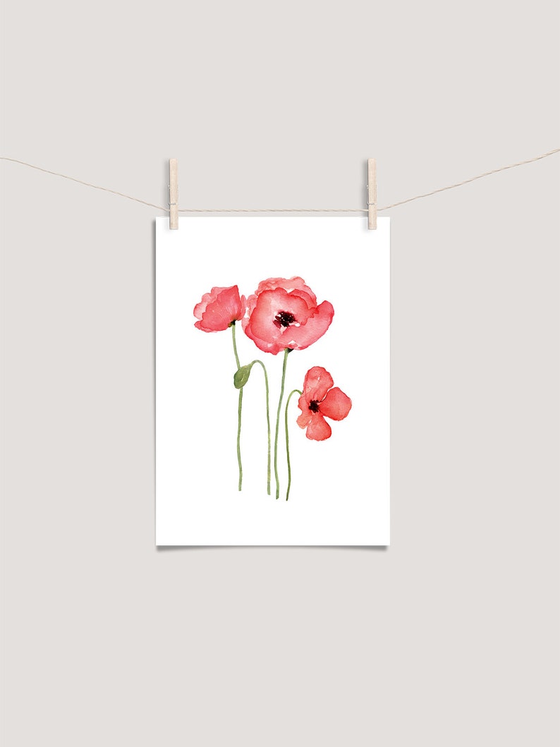 Red Poppy Flower Print Printable Wall Art Instant Download DIY Print ...