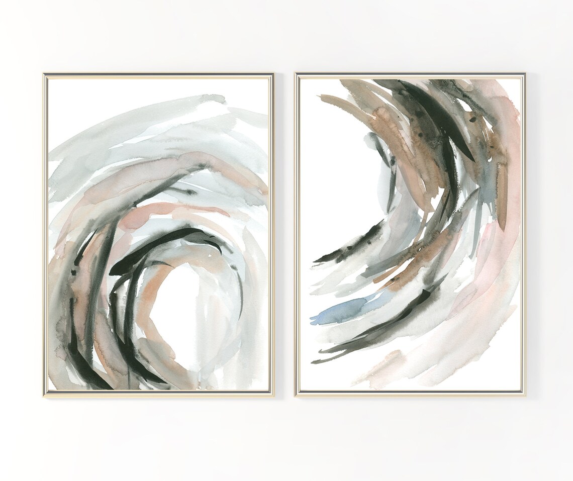 Neutral Circle Abstract Wall Art Print Printable Instant - Etsy