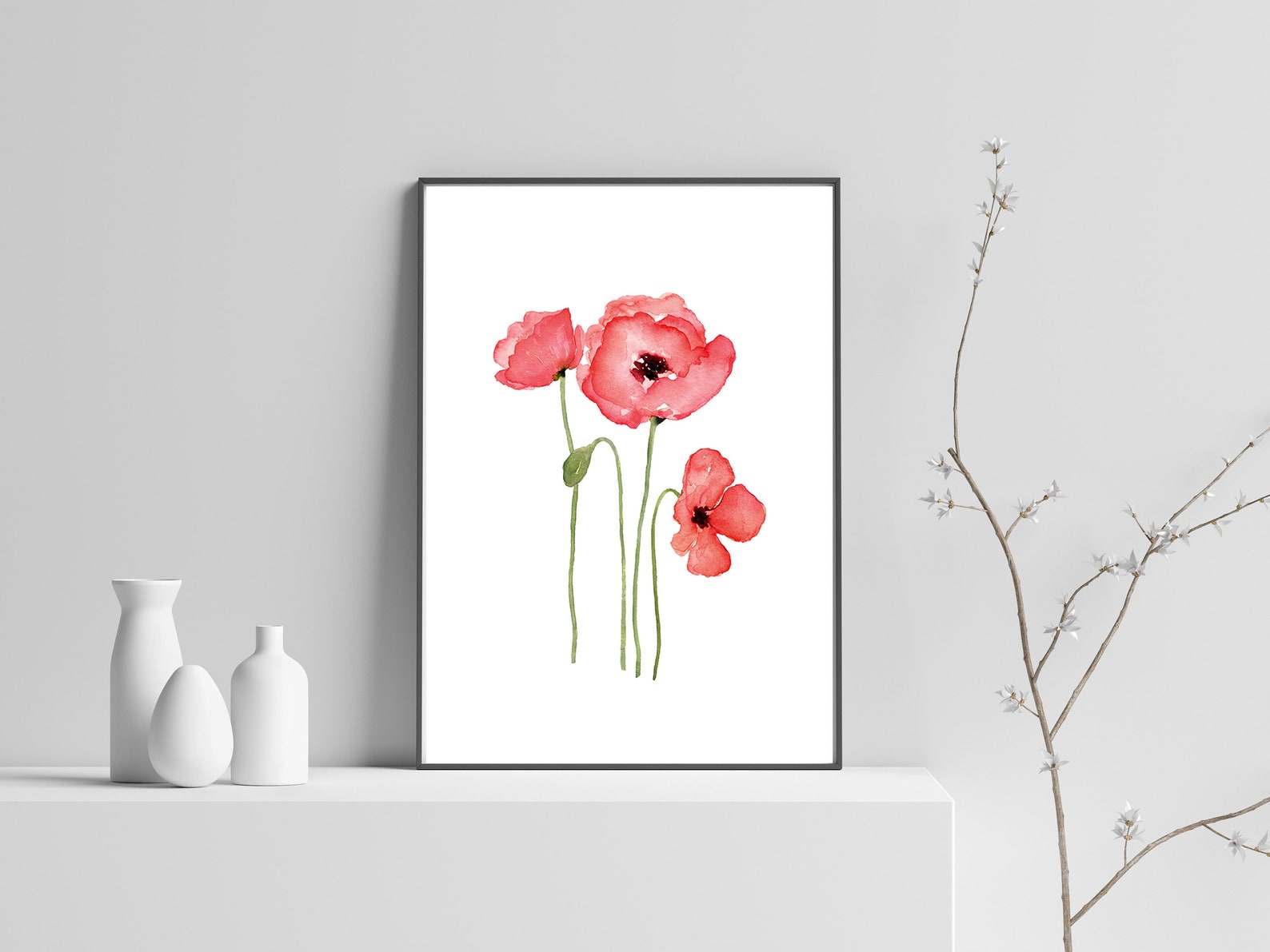 Red Poppy Flower Print Printable Wall Art Instant Download DIY - Etsy
