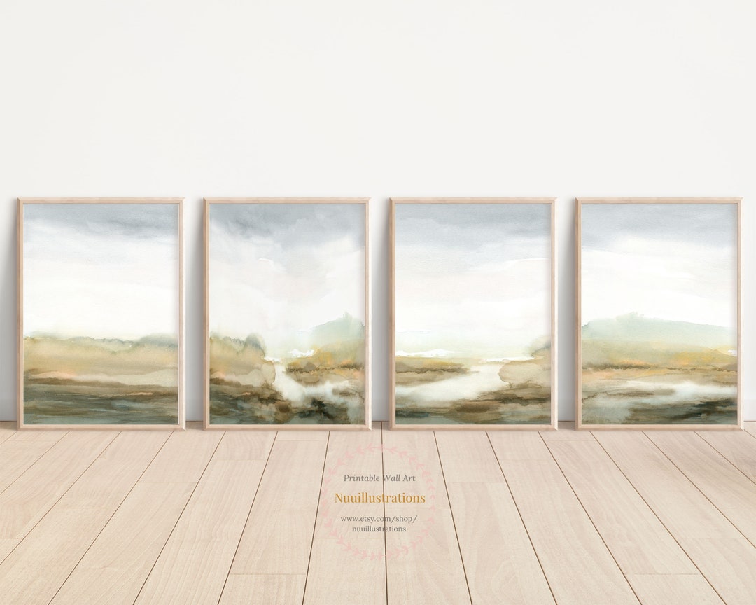Misty Brown Watercolor Landscape Print Set of 4 Printable Poster Wall ...