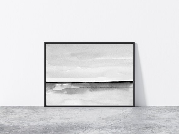 Black Gray Landscape Print Printable Wall Art Minimal Abstract - Etsy