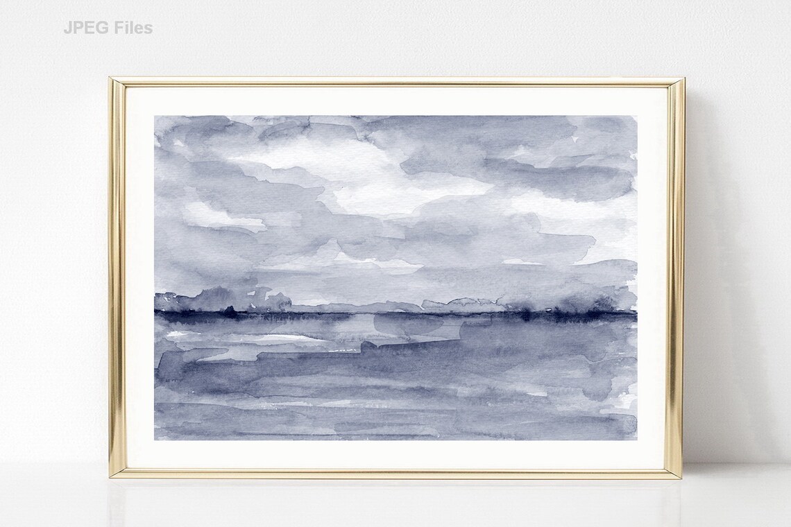 Indigo Abstract Landscape Print Instant Download DIY Printable - Etsy