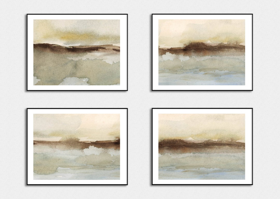 Abstract Brown Landscape Printable Wall Art Print Set of 4 - Etsy