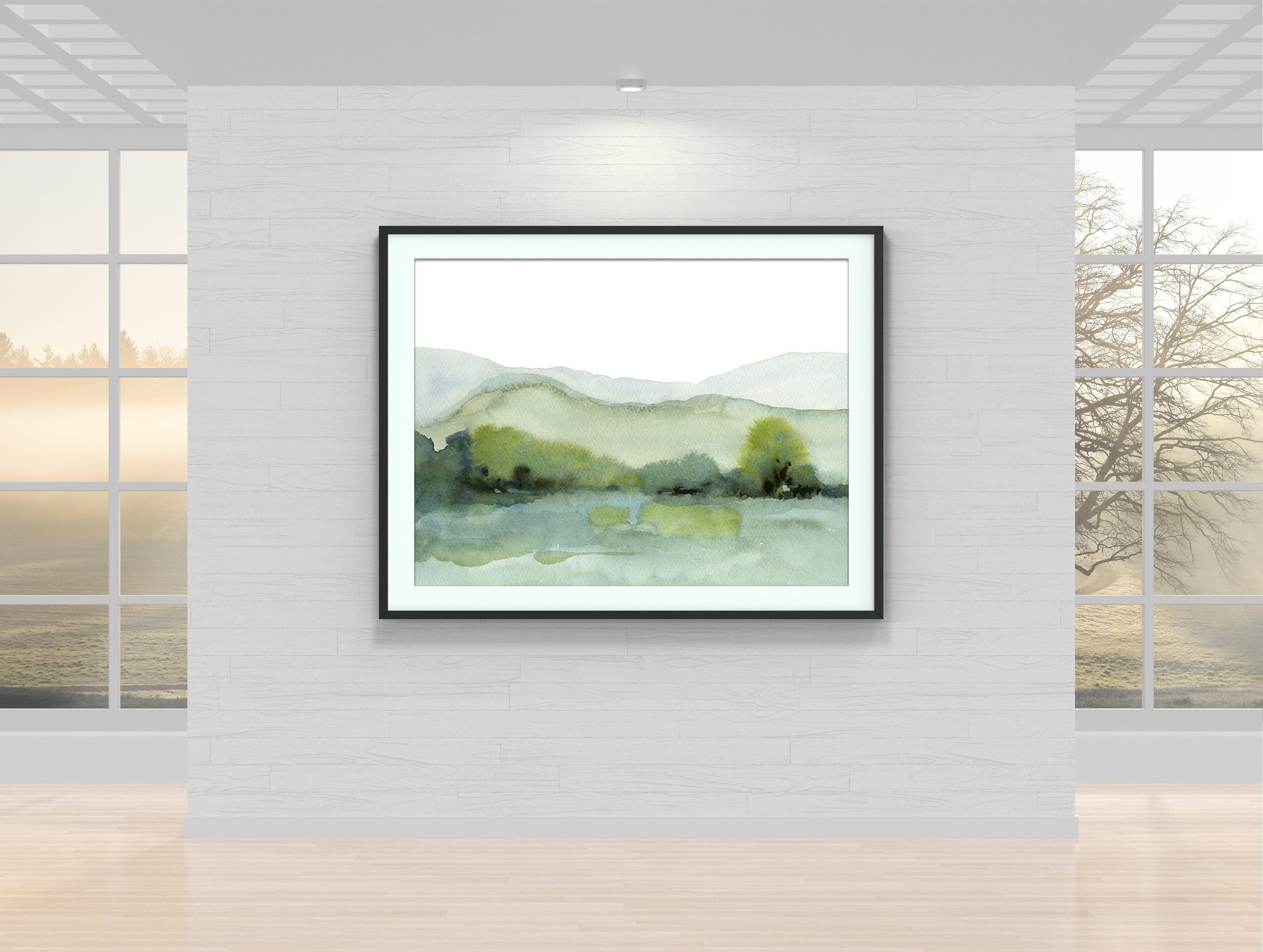 Large Neutral Green Landscape Print Minimal Abstract instant | Etsy