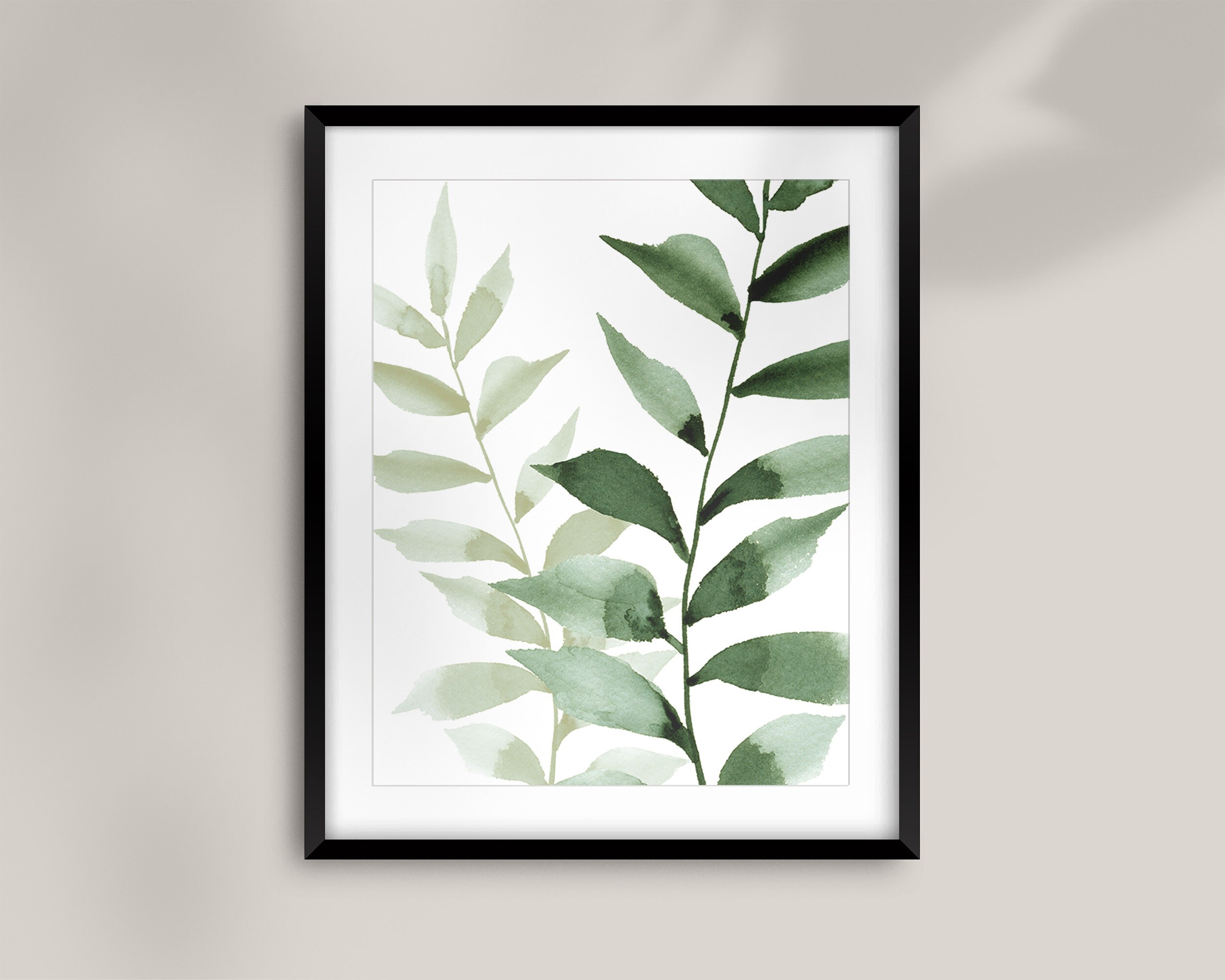 Green Leaf Print Leaves Printable Botanical Wall Art | Etsy