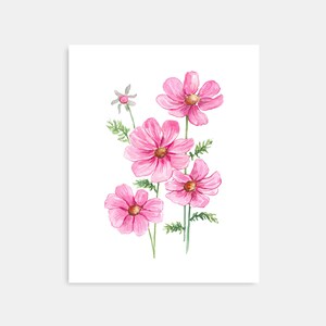 Pink Flower Art Print Cosmos Instant Download DIY Printable Floral ...