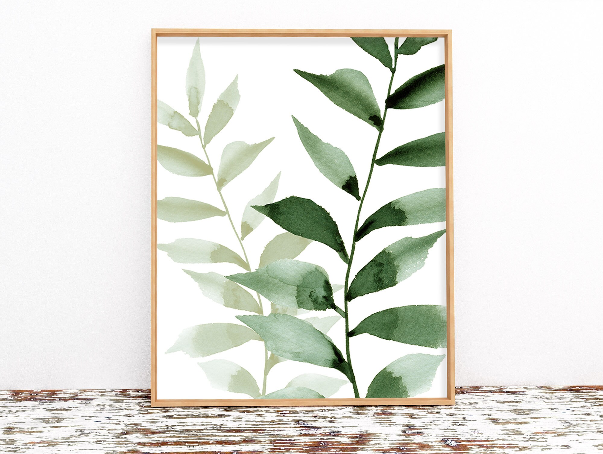 Green Leaf Print Leaves Printable Botanical Wall Art | Etsy