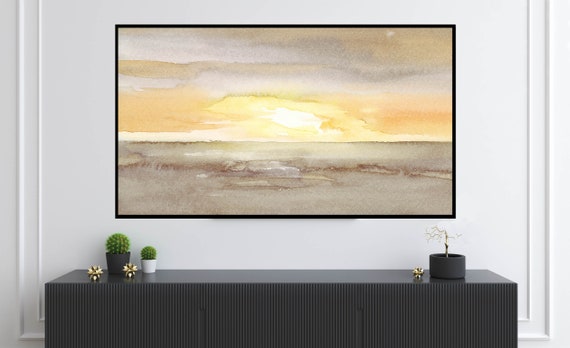 Art & Collectibles 3 Samsung Frame TV Art Watercolor Sunset Beach Ocean ...
