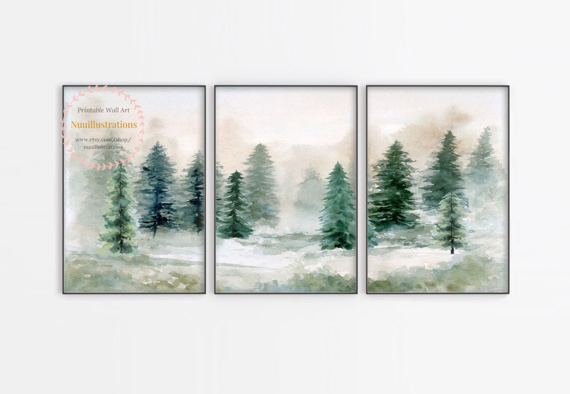 Pine Tree Printable Wall Art Set of 3 Instant Download DIY - Etsy
