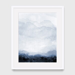 Blue Landscape Wall Art Print Minimal Abstract Monotone Instant ...