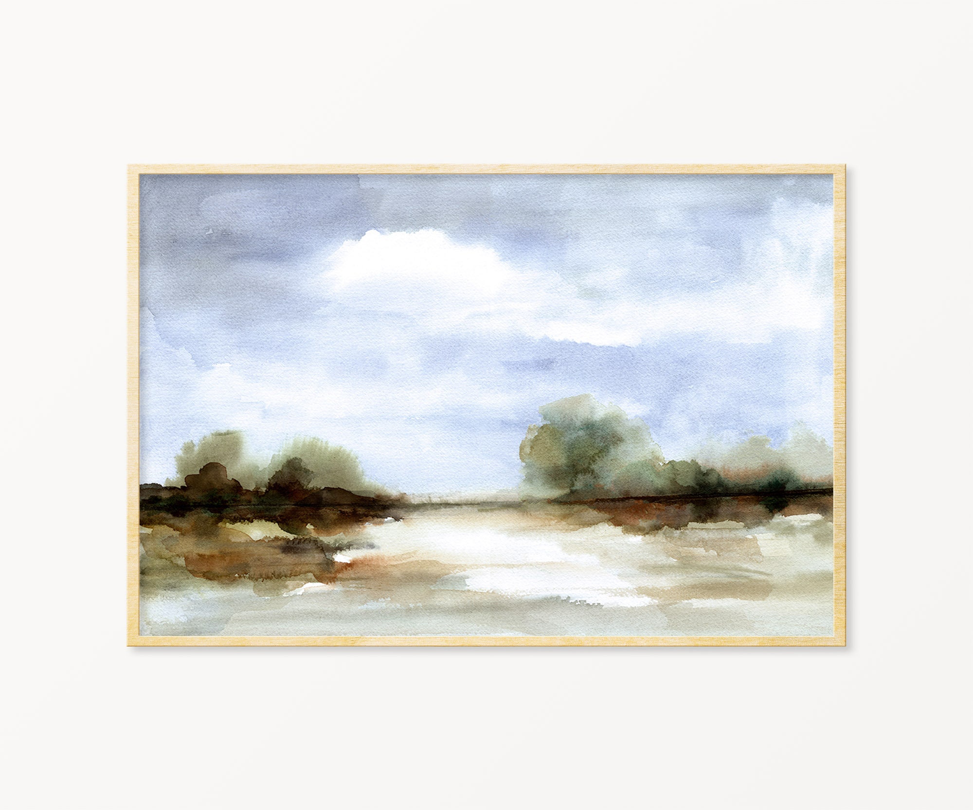 Neutral Landscape Watercolor Print Sky and Field Printable - Etsy