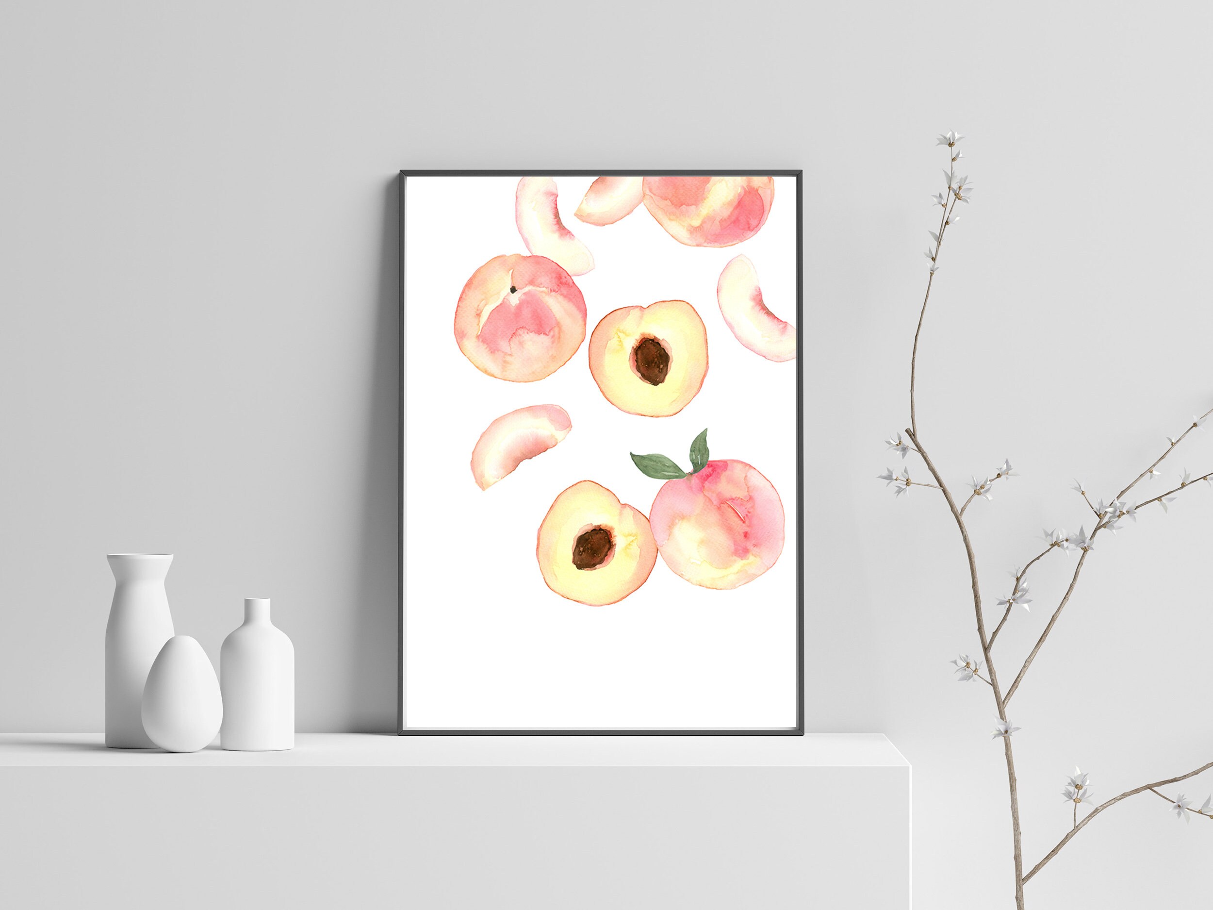 Fruit Print Peach Printable Wall Art Instant Download DIY | Etsy