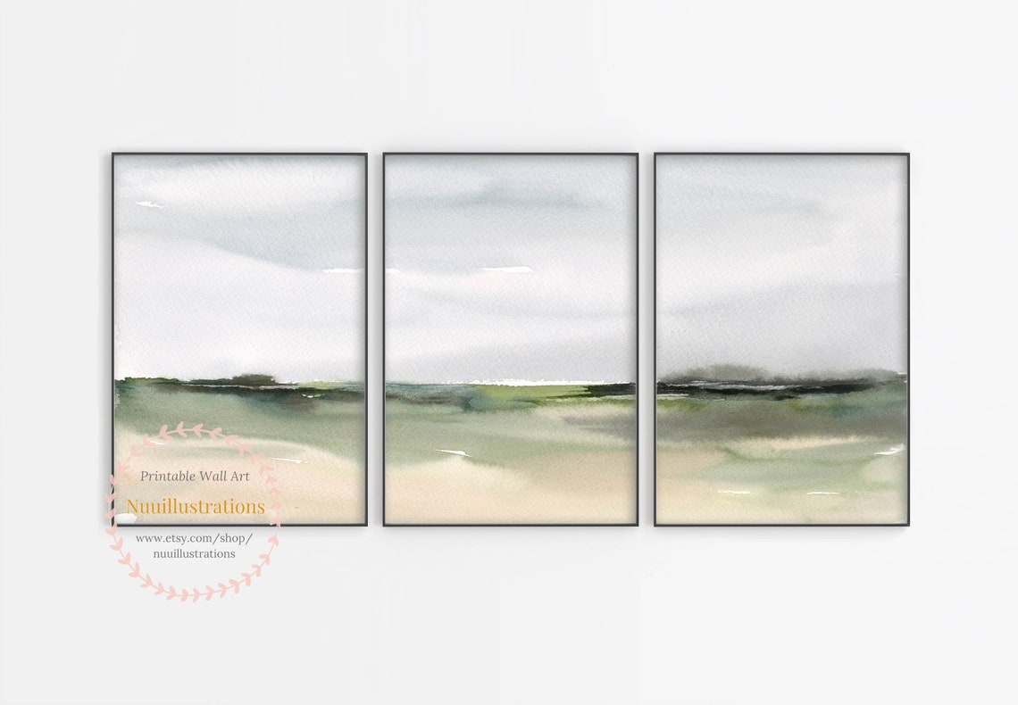 Neutral Landscape Printable Wall Art Set of 3 Minimal Abstract - Etsy
