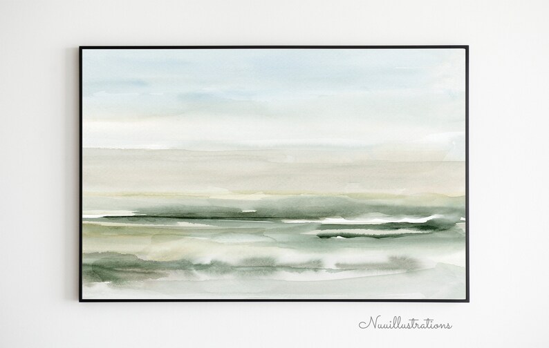 Green Abstract Landscape Printable Wall Art Minimal Art - Etsy