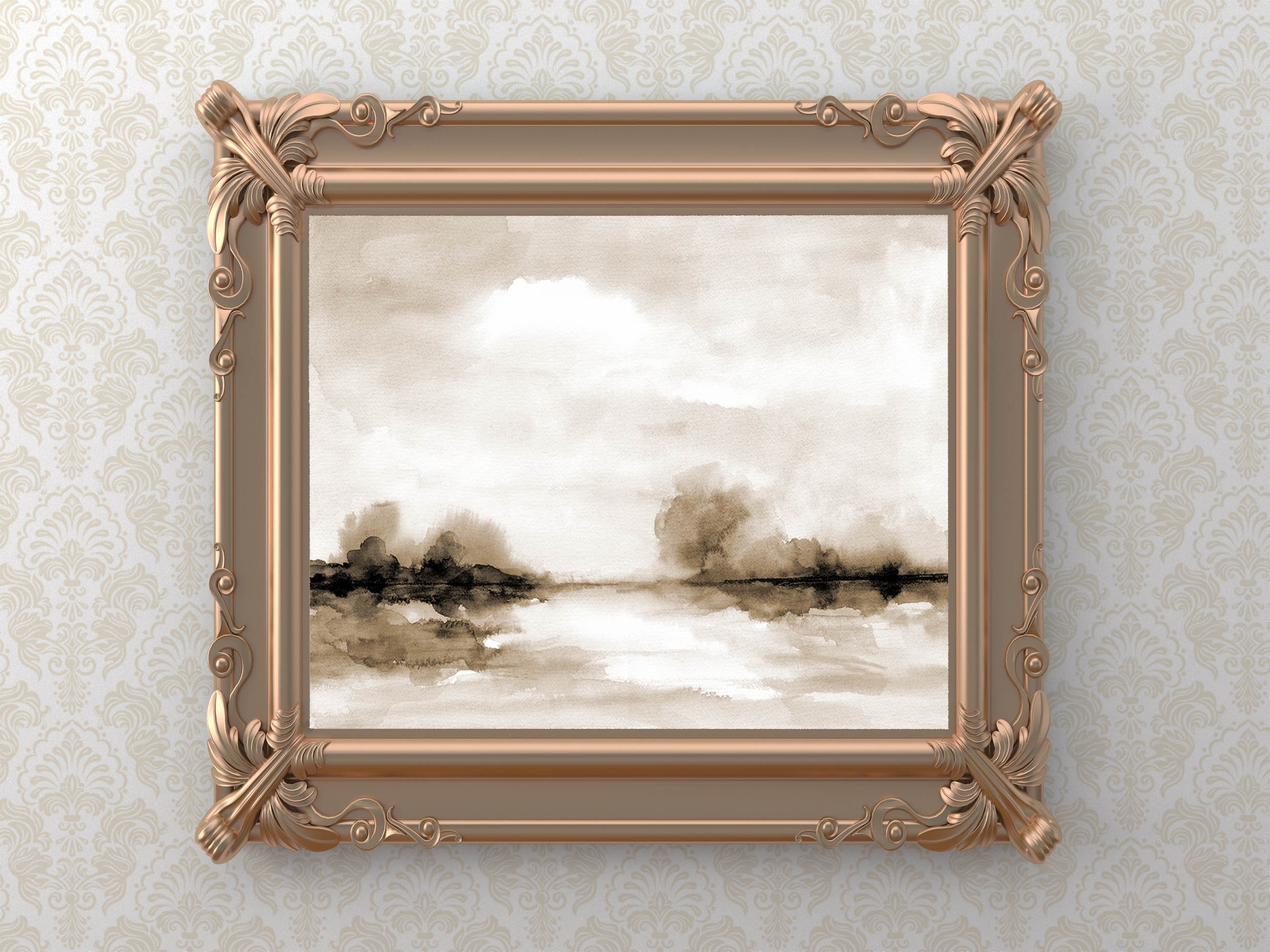 Sepia Landscape Print Minimal Abstract Landscape Printable - Etsy