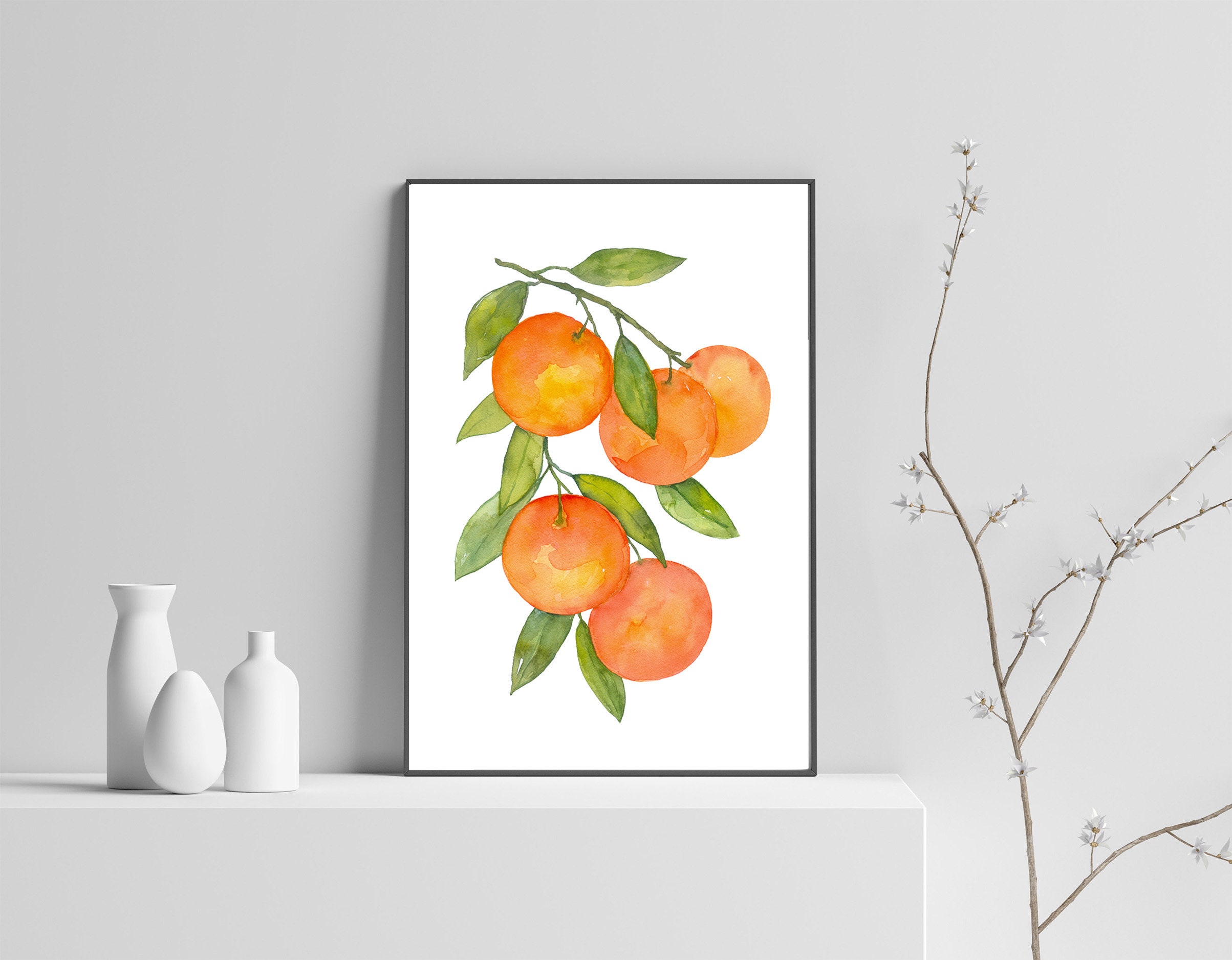 Watercolor Orange Print Fruit Kitchen Art Printable Citrus - Etsy